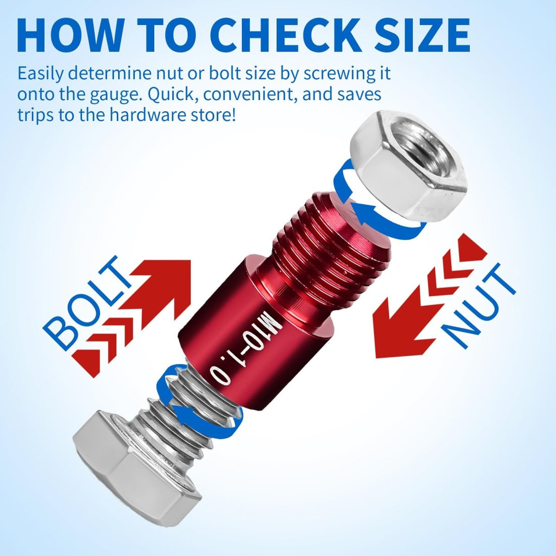 Bolt Size Finder Kit: 44-Piece SAE/Metric Thread Checker Gauge | HomeDIYer