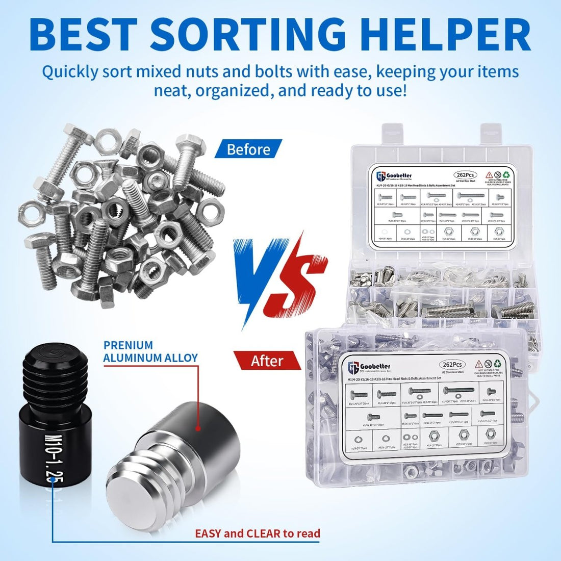Bolt Size Finder Kit: 44-Piece SAE/Metric Thread Checker Gauge | HomeDIYer