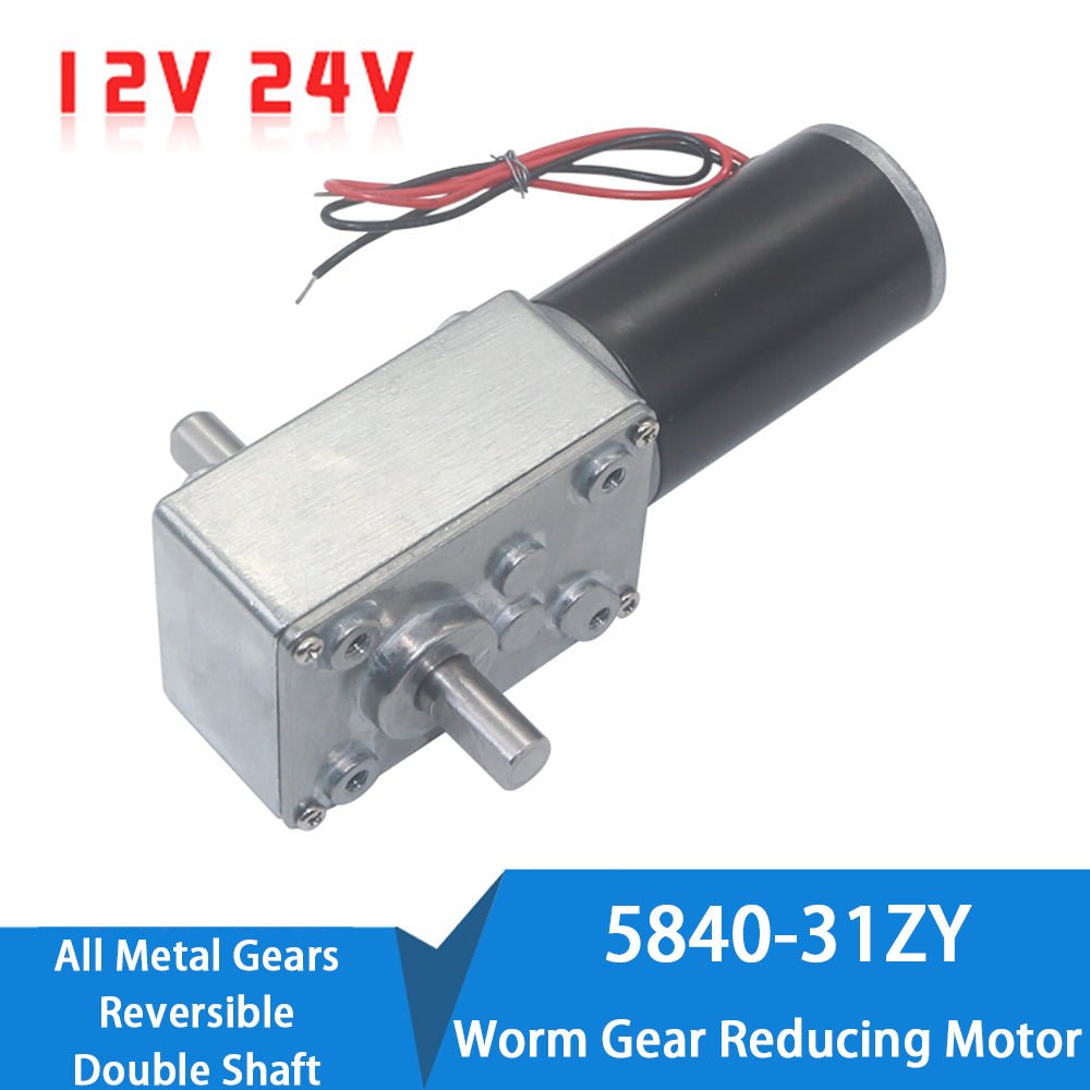Worm Gear Motor 12V/24V | 5-470 RPM Double Shaft 5840-31ZY | HomeDIYer