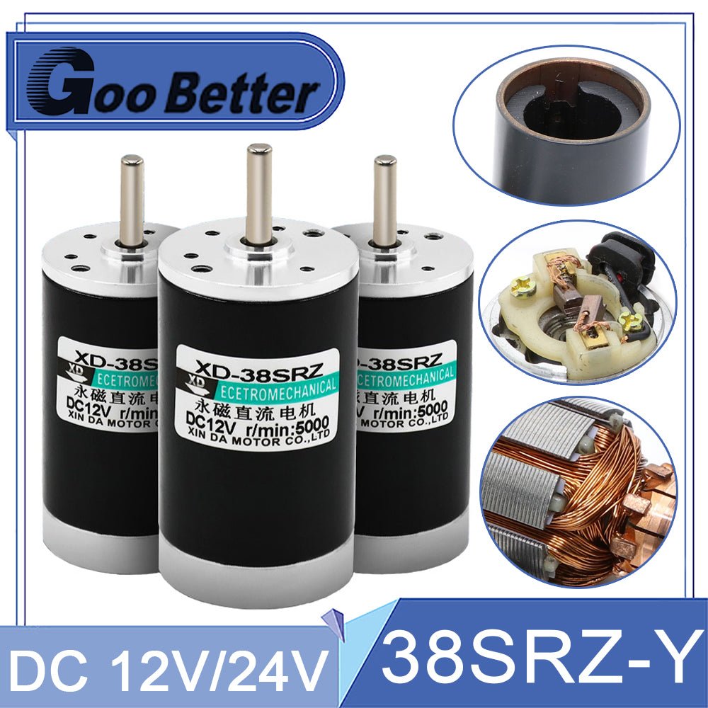 High-Speed DC Motor 12V/24V | 2000-6000 RPM 10W 38SRZ-Y | HomeDIYer