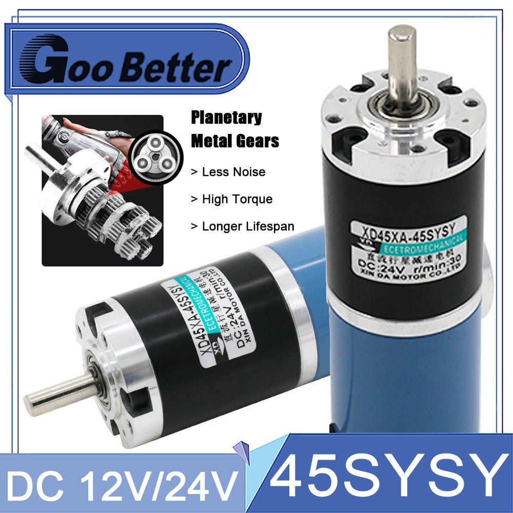 Planetary Gear Motor 12V/24V | 10-500 RPM 25W High-Torque 45XA-45SYSY ...